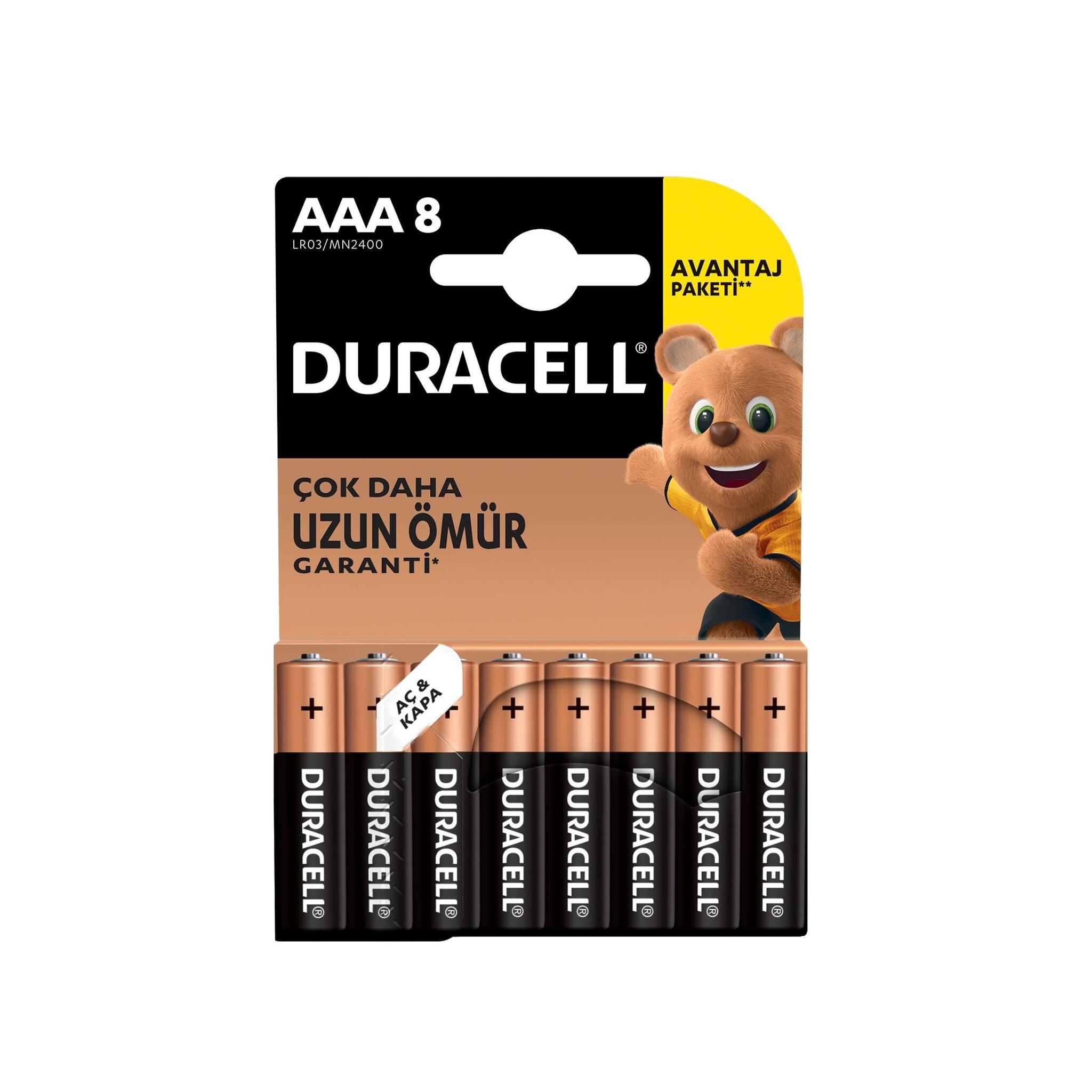 DURACELL 8Lİ AAA İNCE KALEM PİL - Ucuzbudur